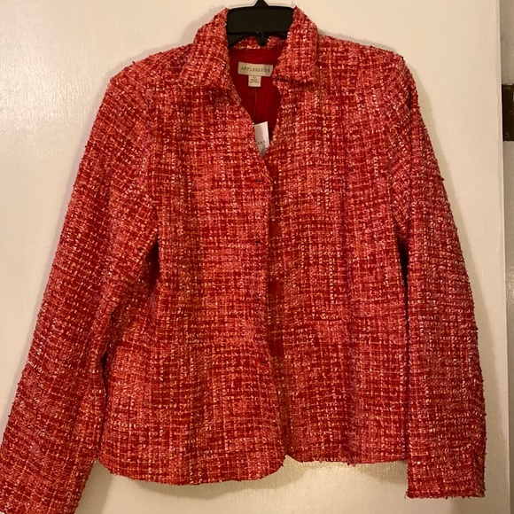 Appleseed's | Jackets & Coats | Appleseeds Womens Red Pink Tweed Jacket | Poshmark
